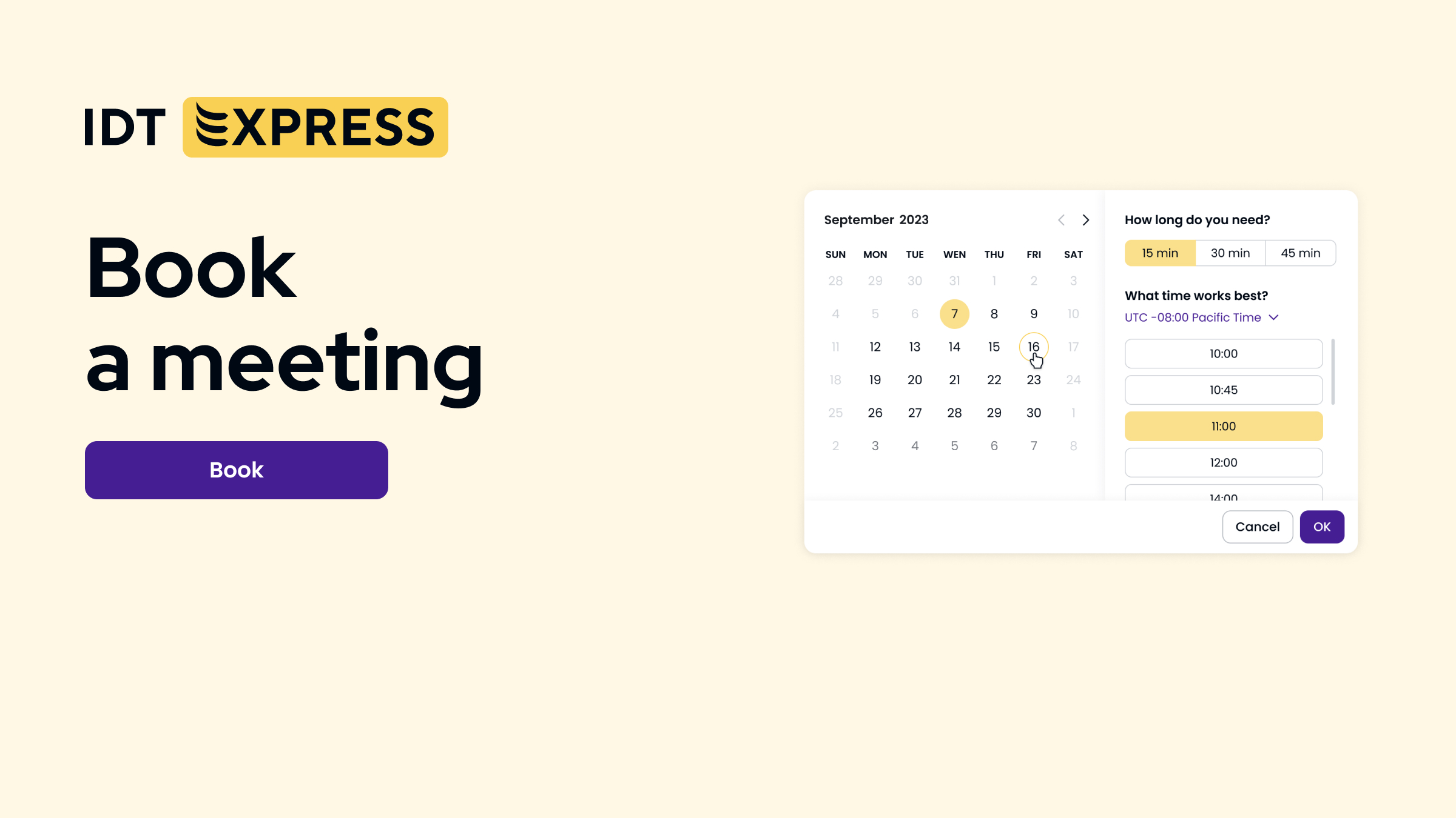 Book a meeting - IDT Express