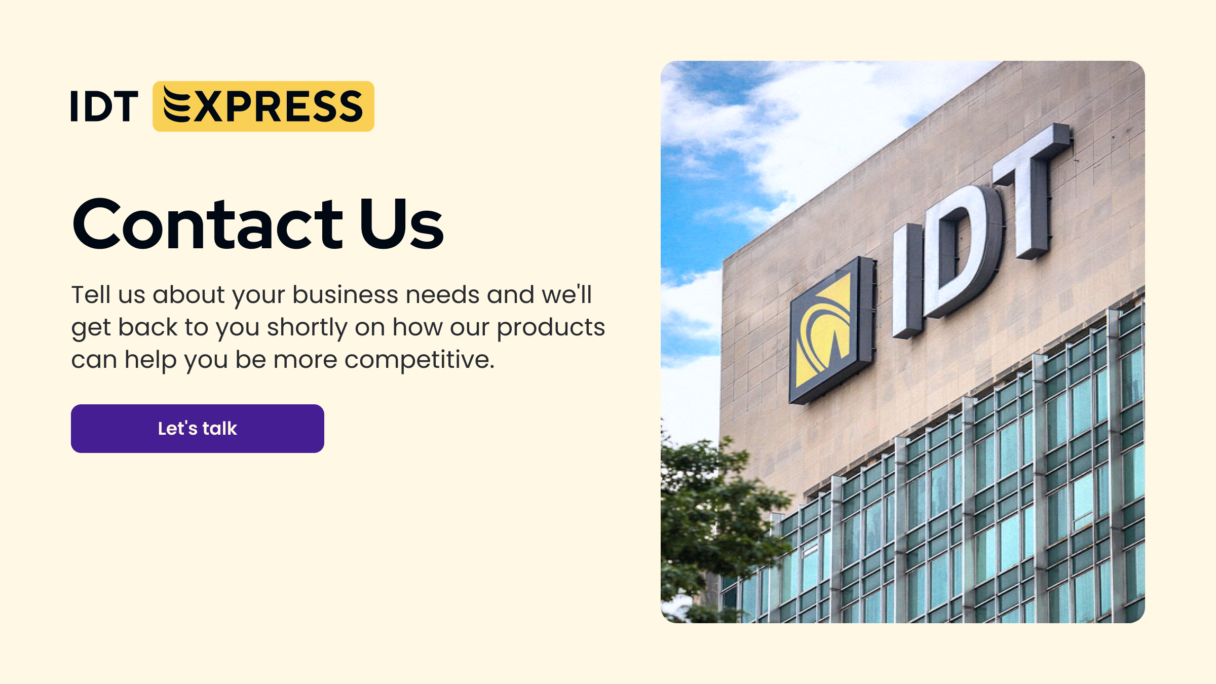 Contact Us 24/7 - IDT Express