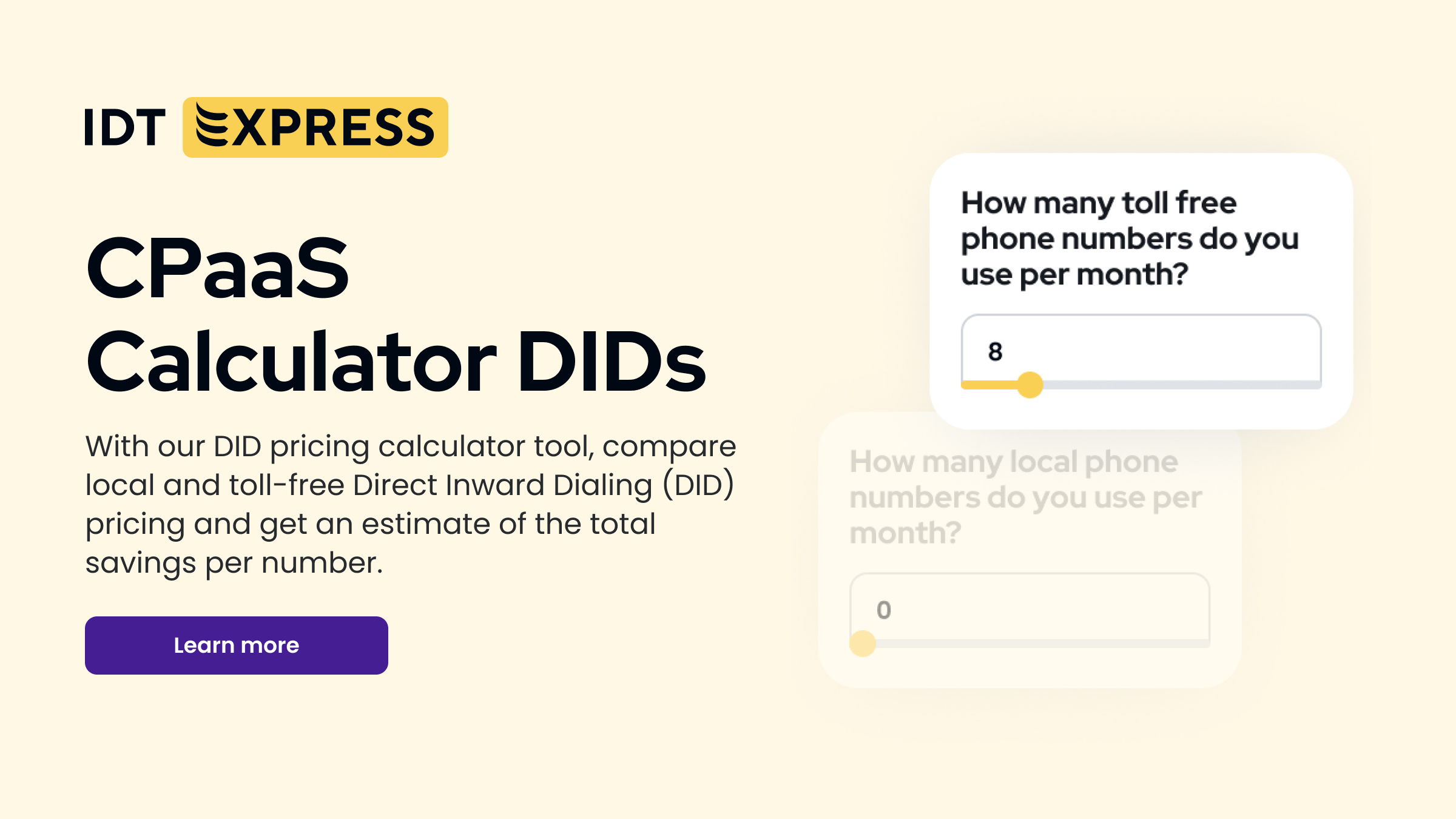 CPaaS Calculator DID - IDT Express